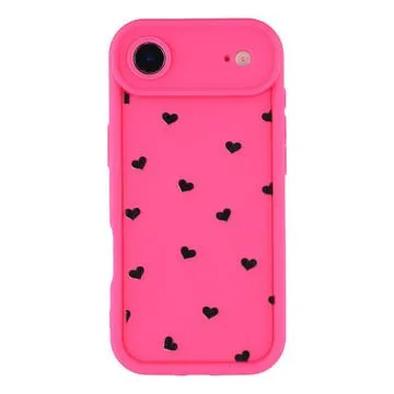 IPHONE AIR HEART PATTERN SHOCKPROOF TPU CASE WITH RAISED EDGES - HOT PINK