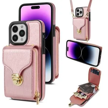 IPHONE 16 PRO MAX ALL-IN-ONE CASE WITH WALLET & STRAP - ROSE GOLD