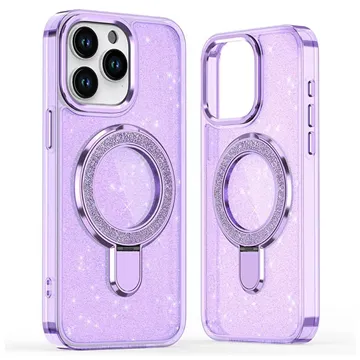 IPHONE 16 PRO MAX GLITTER HYBRID CASE WITH KICKSTAND - MAGSAFE COMPATIBLE - PURPLE