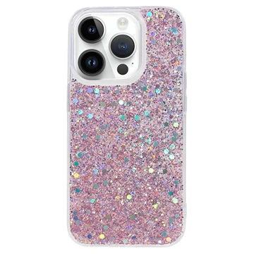 IPHONE 15 PRO GLITTER FLAKES TPU MASKA - ROZE