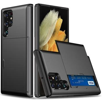 SAMSUNG GALAXY S25 ULTRA HIBRIDNA MASKA SA KLIZNIM SLOTOM ZA KARTICU - CRNA