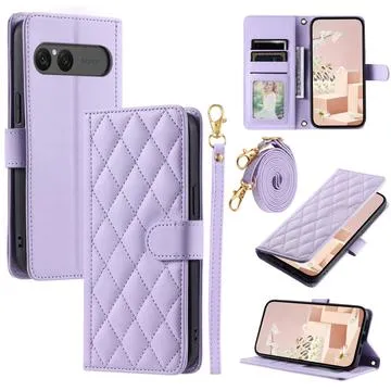 SONY XPERIA 10 VII LUXURY QUILTED WALLET CASE - PURPLE