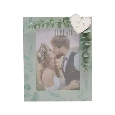 Widdop & Co. Foto ram Love Story, Mr & Mrs, Green with Leaves, 13x18cm