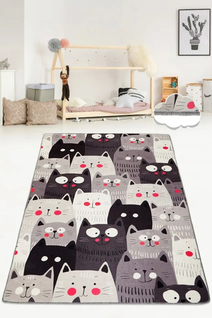 Conceptum Hypnose Tepih Cats Gray, 80x150 cm, Sivi