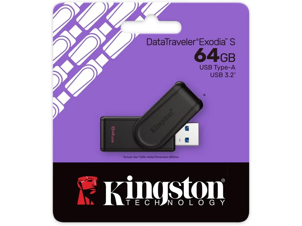 Kingston USB fleš disk DataTraveler Exodia S, 64GB, USB 3.2, crni
