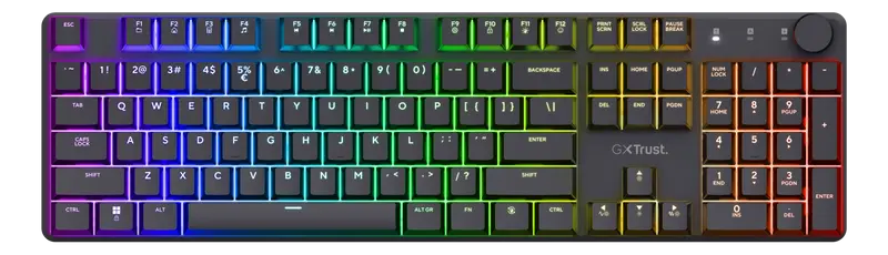 Trust Gaming mehanička tastatura GXT868 Torix, američki raspored, bežična, RGB, crna