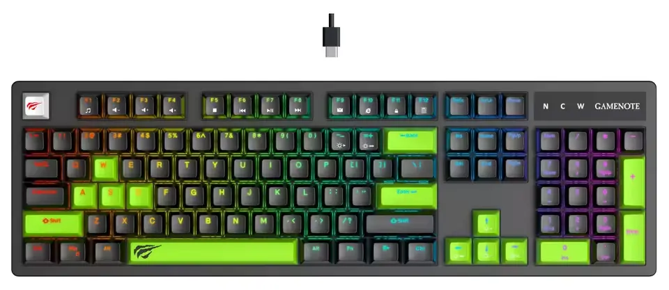 Havit Gejmerska tastatura KB893L, RGB, Crna