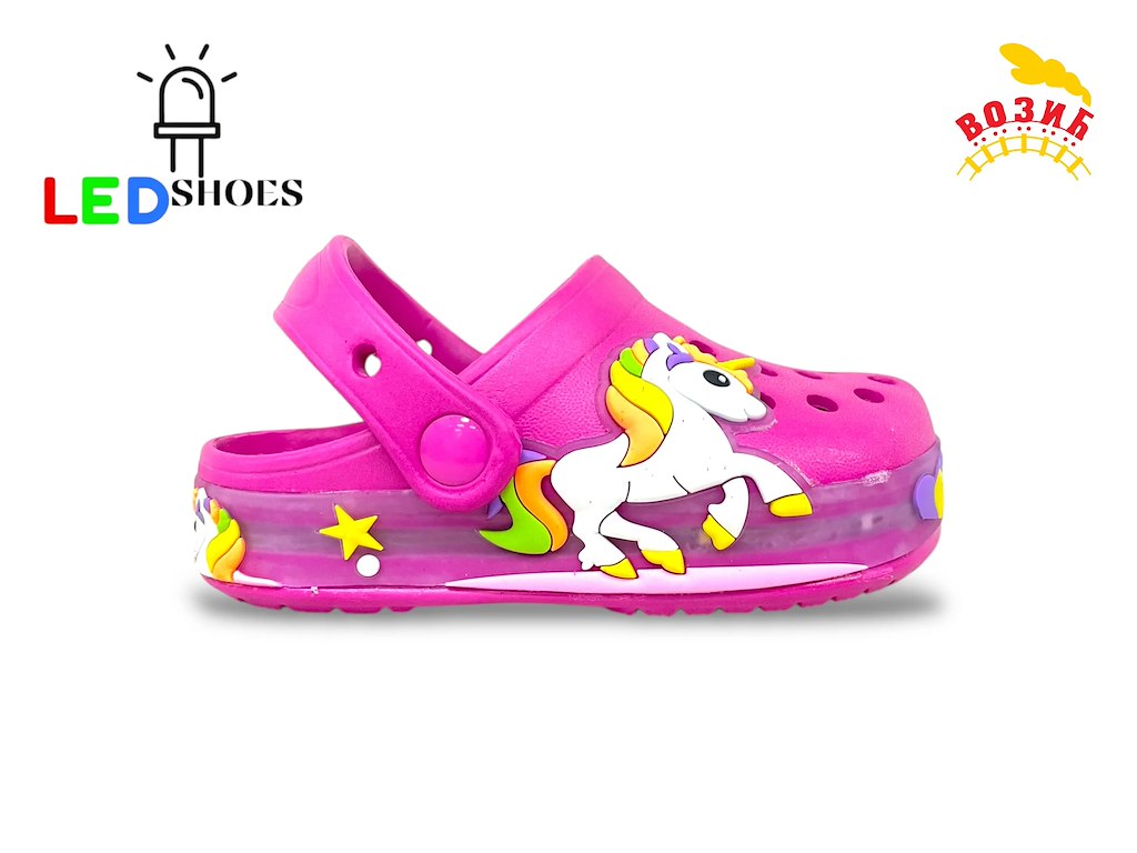 Crocs fuxia unicorn *SVETLEĆE*