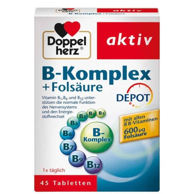 DOPPELHERZ AKTIV B‑KOMPLEX + FOLNA KISELINA 45 TABLETA