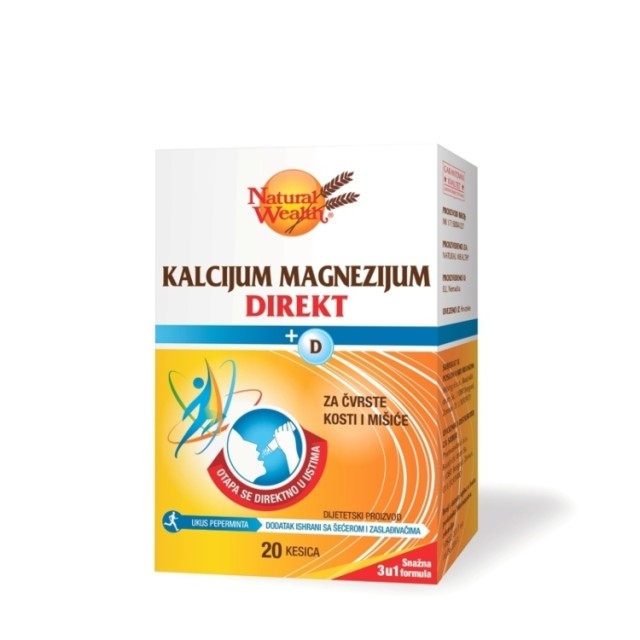 NATURAL WEALTH KALCIJUM MAGNEZIJUM DIREKT + VITAMIN D 20 KESICA