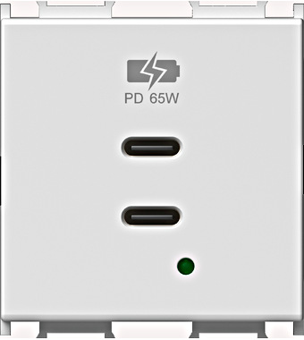 USB-C dvostruko napajanje/punjač, 65W, 5V, 3A, 2M, bijelo
20W USB-power charge, 2x USB-C, Power Delivery 65W