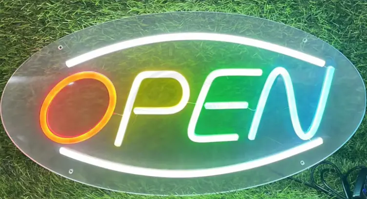 NEON Svetleći reklamni znak Open Šareni