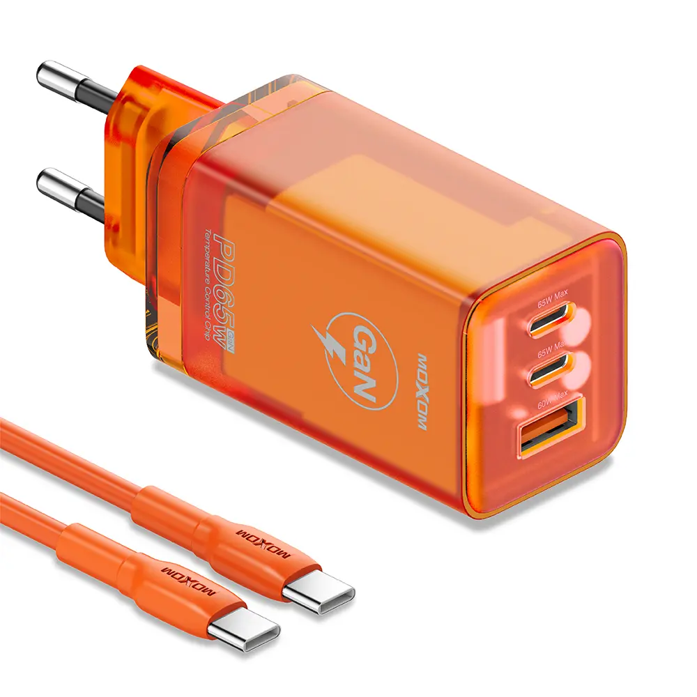Kućni punjač MOXOM LX-HC824 60W PD Type C na Type C narandzasti