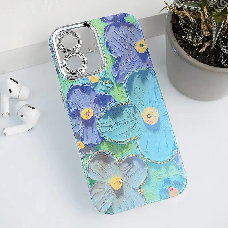 Maska za telefon Painting Flower za iPhone 16, Plava