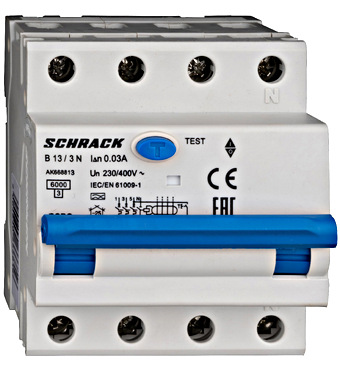 LS-FI (KZS), B/13A/30mA, 3P+N, Tip A, 6kA, serija AMPARO
N priključak s desne strane, Tip A (osetljiv na pulsne struje), Izvedba/tip Bez kašnjenja, Standard proizvoda EN 61009-1:2012 + A1:2014 + ...