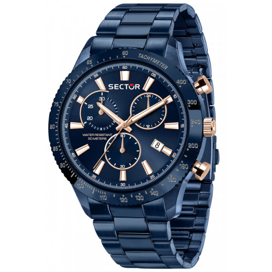 Sector R3273778004 muški sat Chronograph 270 Series All Midnight Blue Stainless Steel Rose Gold Detail 45mm