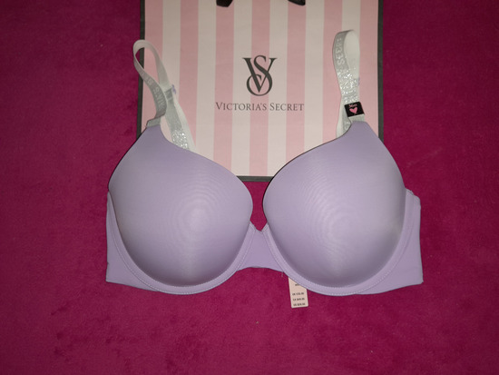 Victoria secret lila,srebrne logo bretele 80D NOVO