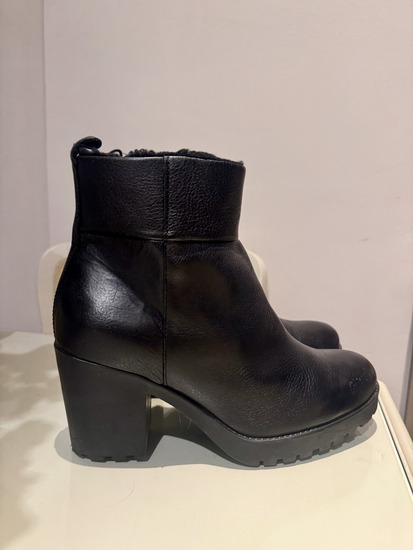 SPRINGFIELD Short Black Leather Wool Boots