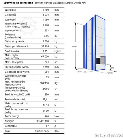 Regal širokog raspona za skladištenje
Kardex SHUTTLE-XP-500-2450X864X9950mm