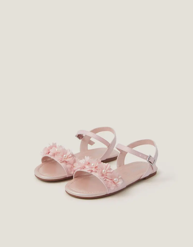 Monsoon Children Sandale za devojčice Pearly Pom Flower, Roze