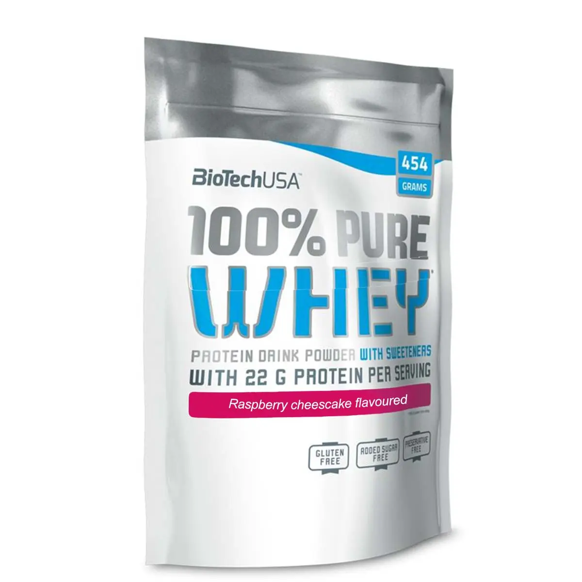 BIOTECHUSA 100% Pure Whey protein sa ukusom maline cheesecake, 454g