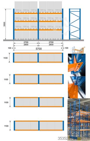 Skladištenje paleta
TOTAL-REGAL 4 x 5,7 m lang, 3,5 m hoch 12 Rahmen, 48 Traversen (2700) 3t