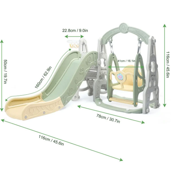 Set za igranje Tobogan, ljuljaška i koš Jungle 20011004