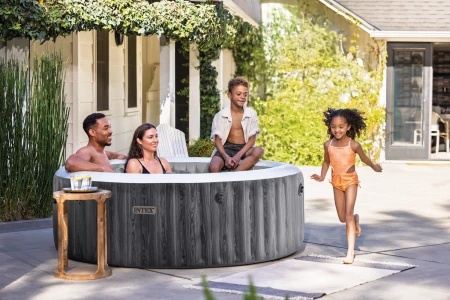Intex 4-person greywood deluxe round bubble spa set ( 28440np )