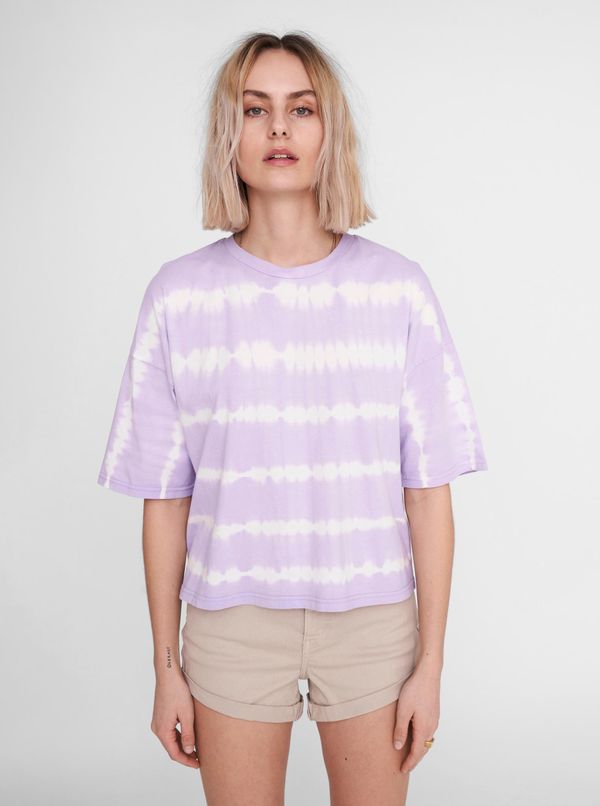 LIGHT PURPLE PATTERNED LOOSE T-SHIRT NOISY MAY BUSTER - WOMEN