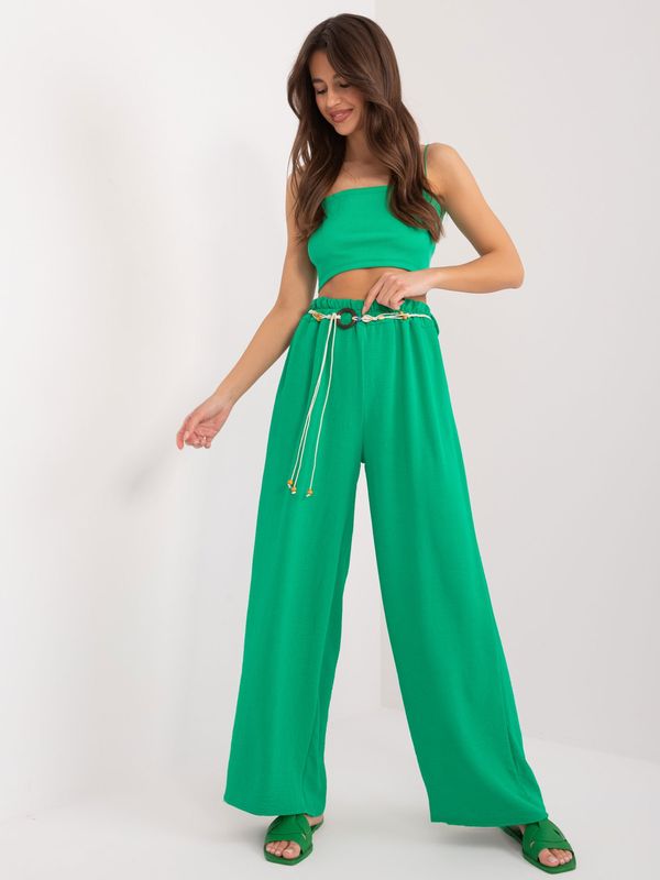 GREEN SUMMER FABRIC TROUSERS