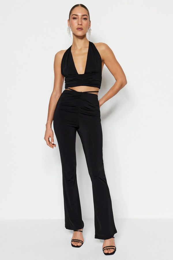 TRENDYOL BLACK KNITTED PIPING TROUSERS