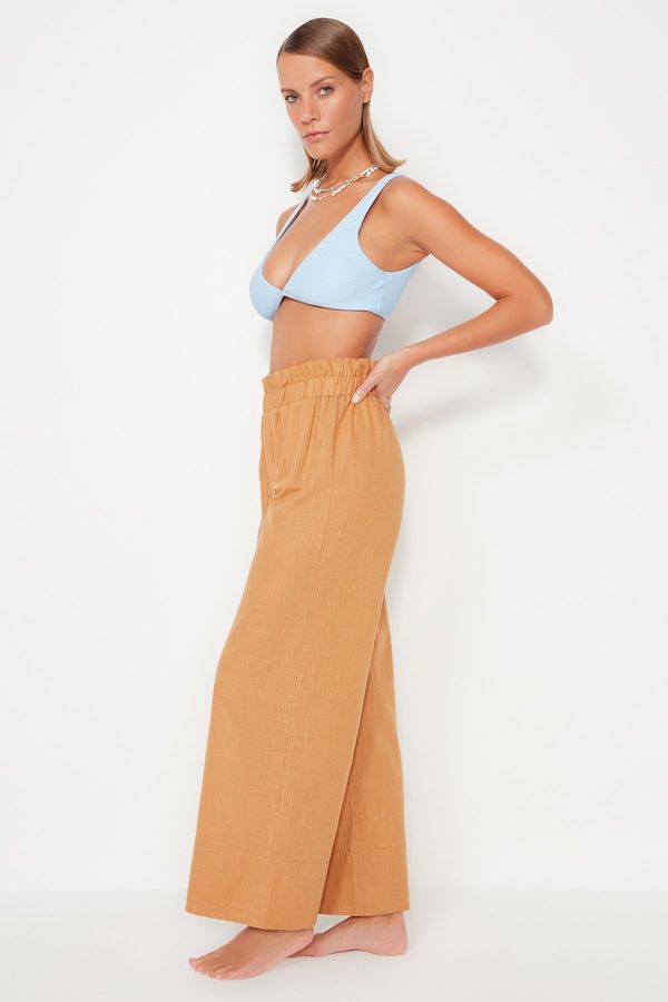 TRENDYOL CAMEL WOVEN 100% COTTON TROUSERS
