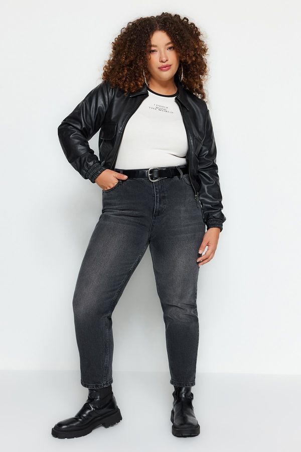 TRENDYOL CURVE BLACK HIGH WAIST MOM JEANS