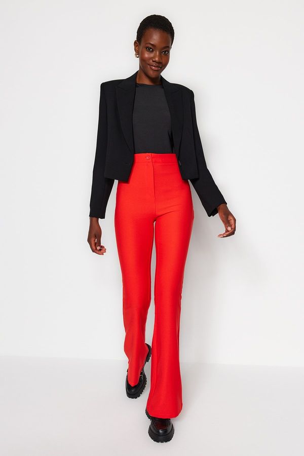 TRENDYOL RED SPANISH LEG FLARE WOVEN TROUSERS
