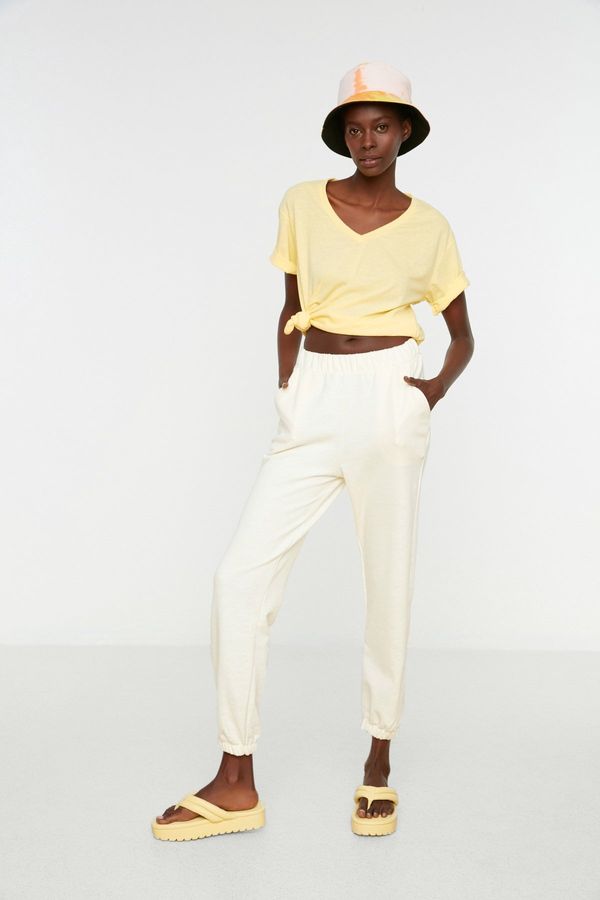 TRENDYOL ECRU LOOSE JOGGER SLIM KNITTED SWEATPANTS