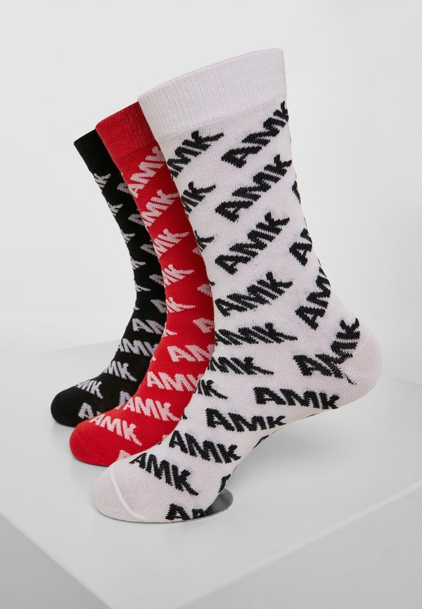 AMK ALLOVER SOCKS 3-PACK BLACK/RED/WHITE