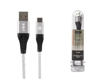 S-link USB kabl SL-STM55T, USB-A, USB-C, Srebrna boja