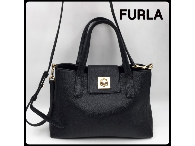 FURLA, original - ŽENSKA KOŽNA TAŠNA CRNE BOJE