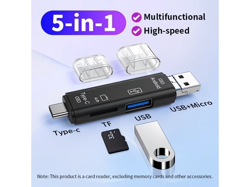 5 u 1 USB CITAC KARTICA, NOV! - crni