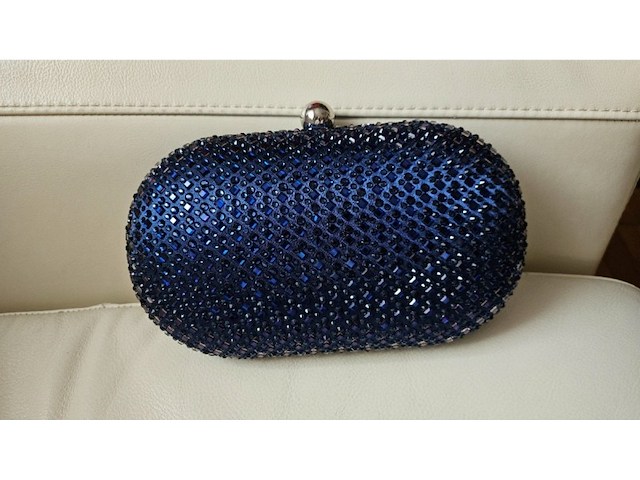Navy Blue Rhinestone Crystal Clutch torbica, novo