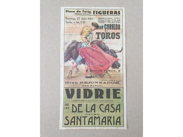 Gran Corrida de Toros, Domingo 27 Julio 1969, Original!