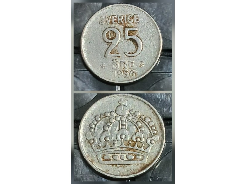 ŠVEDSKA 25 ÖRE 1956 – SREBRNA KOVANICA