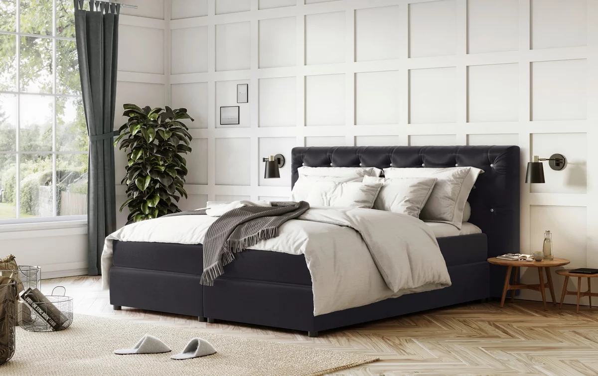 BOXSPRING KREVET 180/200 cm crna