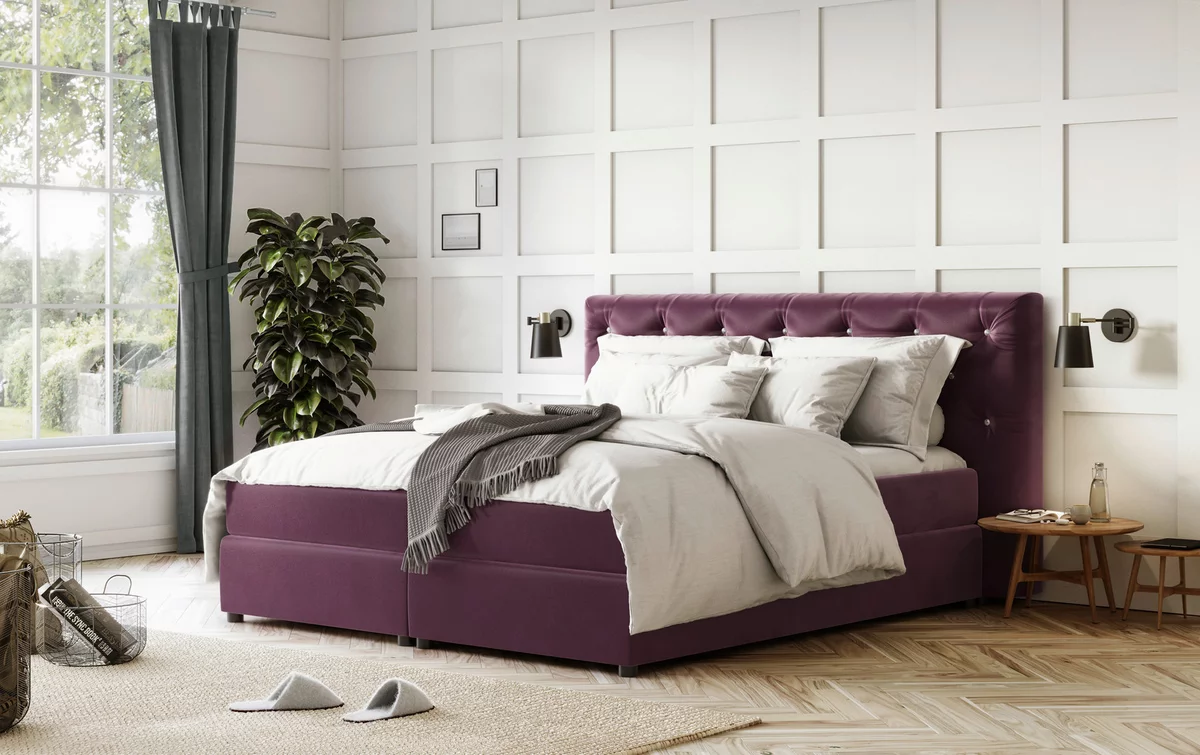 BOXSPRING KREVET 140/200 cm ljubičasta