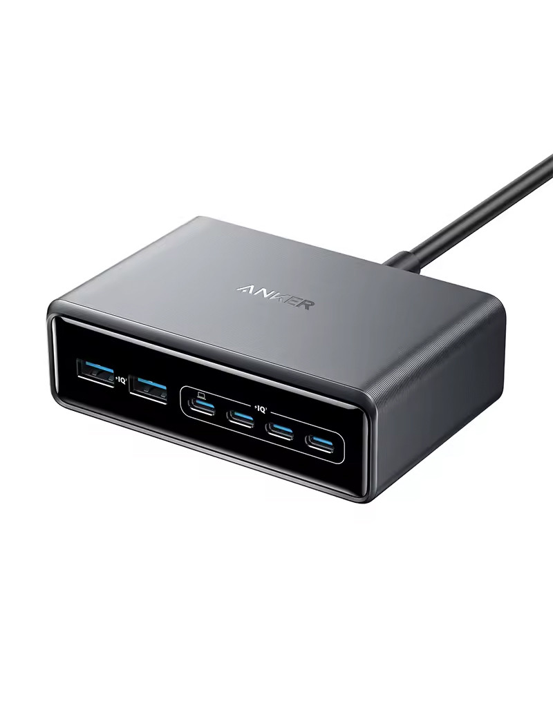 ANKER Prime 200W GaN stoni brzi punjac, 6-portova (4x USB-C i 2x USB-A) srebrni