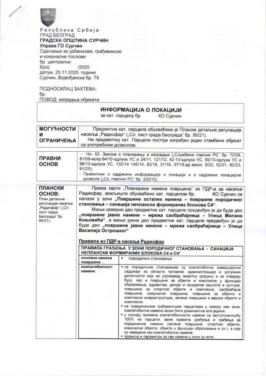 Plac, Beograd – Radiofar | Prodaja · 3000m² · 300.000€