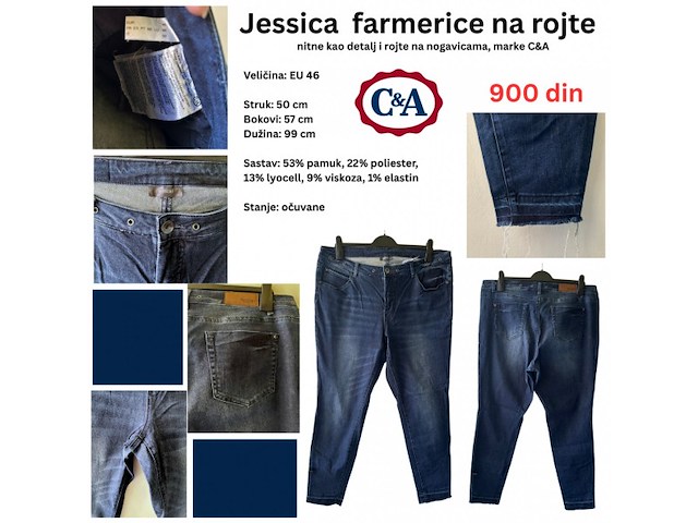 Yessica C&;A farmerke EU46 – klasičan model sa rojtama