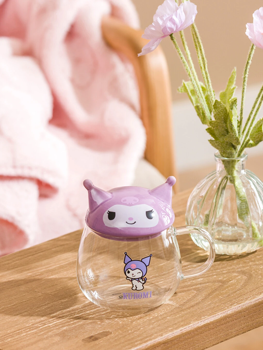 LCW HOME Staklena Šolja Sa Poklopcem Kuromi Print - 380 Ml