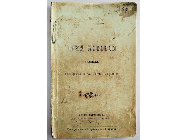 Pred Kosovom: Beleške iz doba 1874.—1878