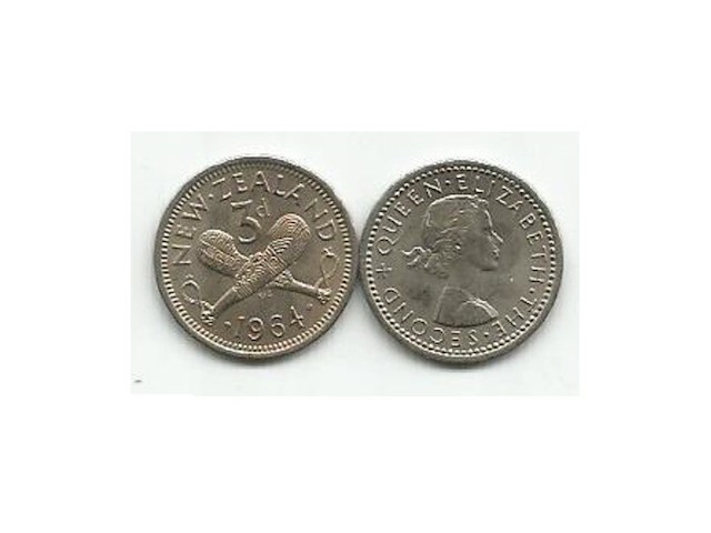 a5 New Zealand 3 pence 1964. UNC/AUNC